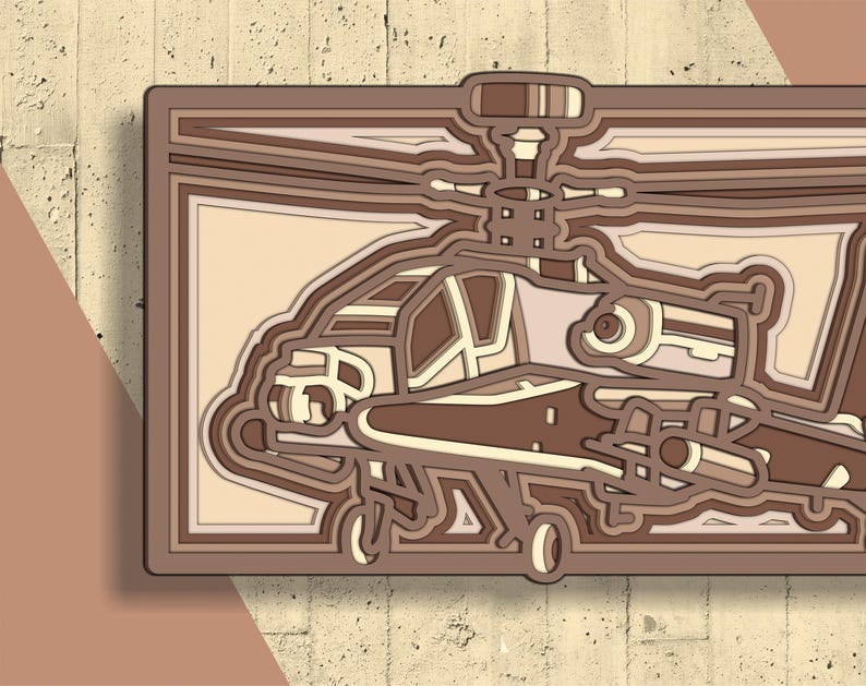 Helicopter SVG, Aircraft DXF, 3D Laser Cut Files, Multilayer Digital ...