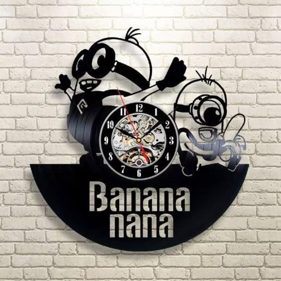 Cartoon Characters Vinyl Record Clock: Banana Wall Art, Playroom Decor ...