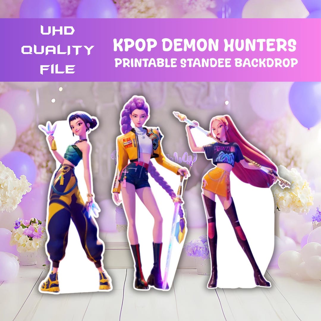 Printable Kpop Demon Hunters Standee Cut Outs, Huntrix DIY Cutout Party ...