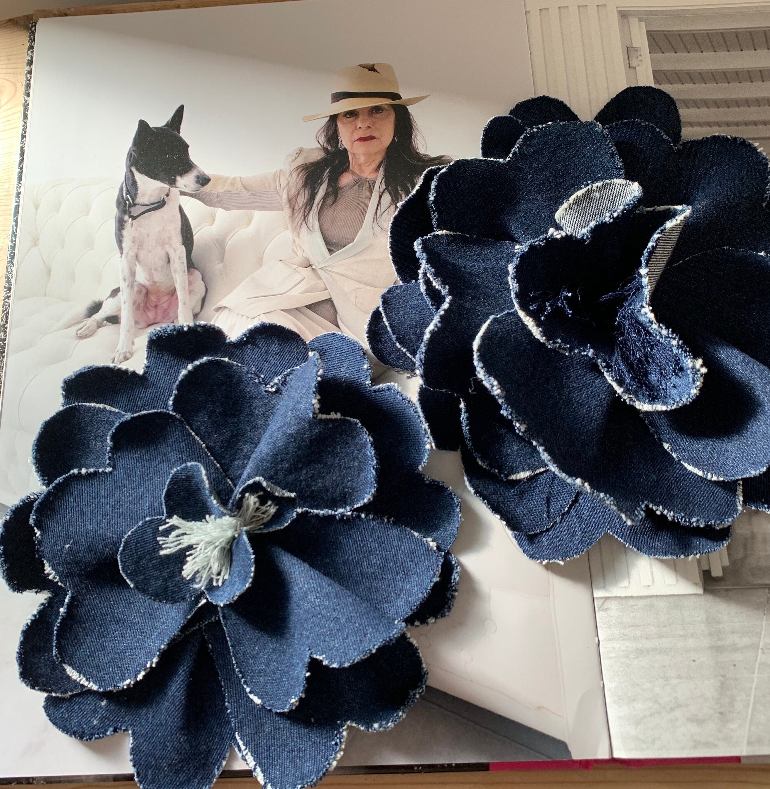 Stylish Denim Rosette. Handmade Textile Brooch. Unique Denim Jewellery ...