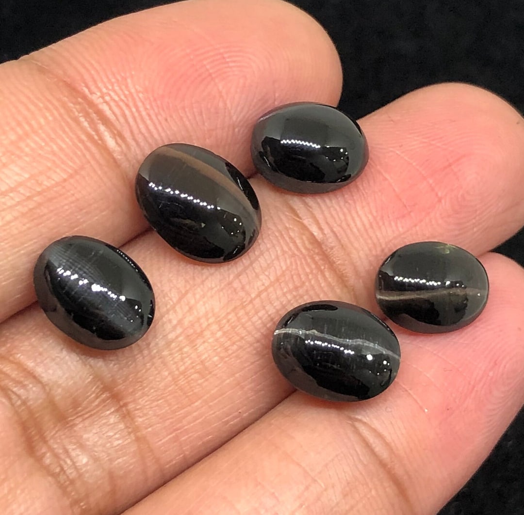 Black Cats Eye Cabochon Cats Eye Gemstone Loose Gemstone Cats Eye Stone ...