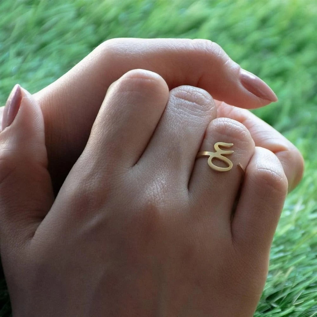 Adjustable Arabic Letter Ring - Ayn Letter (ع) Equivalent (A, I, O ...