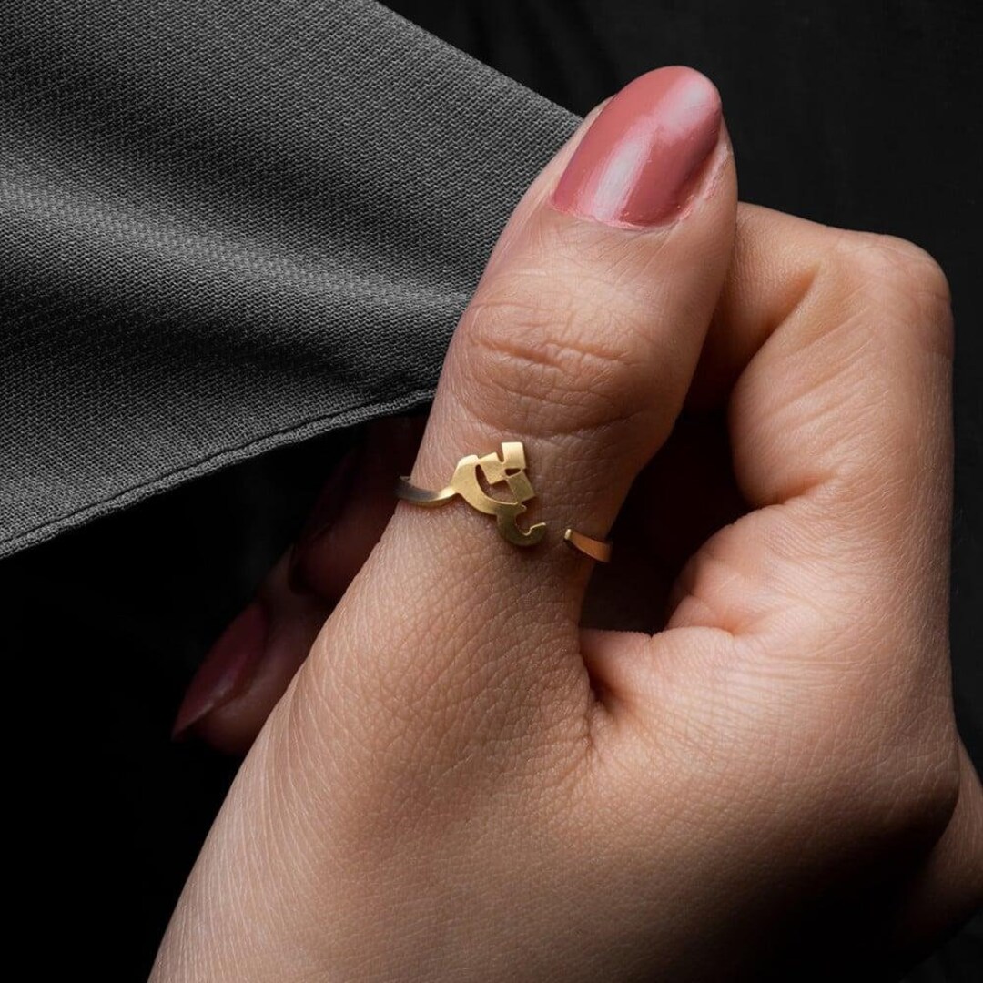 Adjustable Arabic Letter Ring - SH Letter (ش) Equivalent (sh or Shīn ...