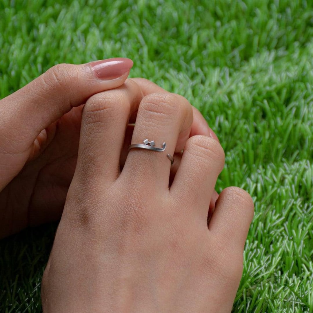 Adjustable Arabic Letter Ring Ta Letter ت Equivalent T Brass With Gold ...