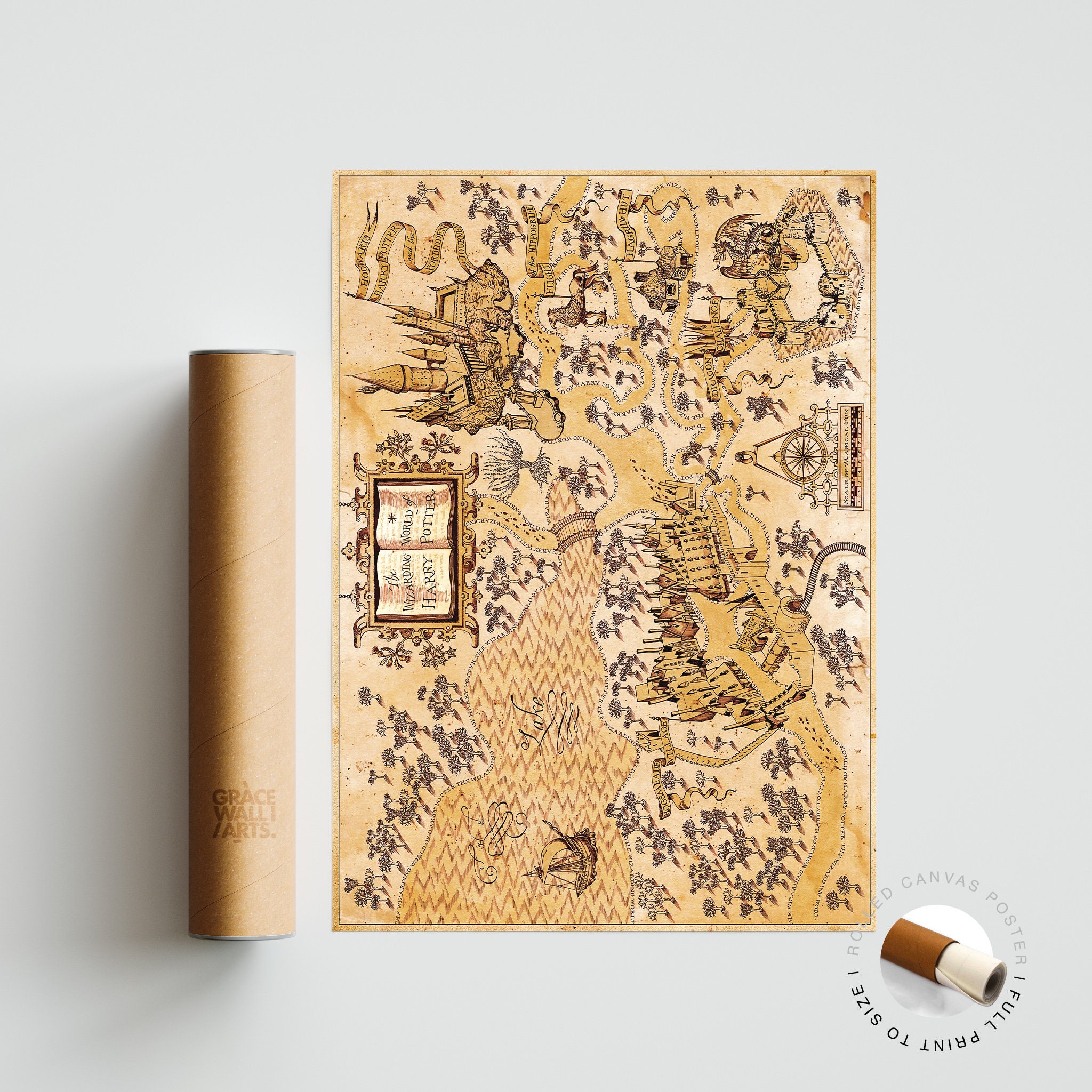 Wizarding World Map Canvas Harry Map Poster Magical World - Etsy Australia