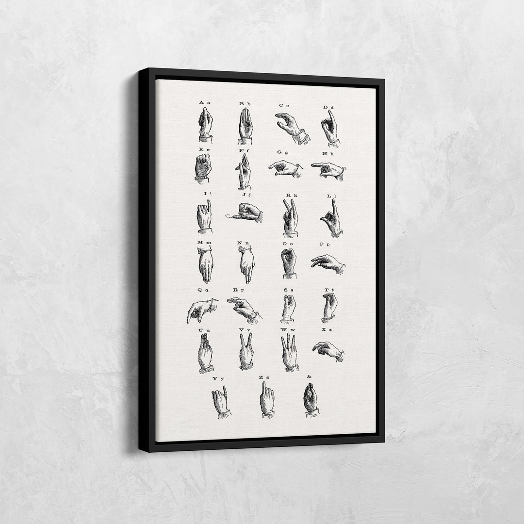 Sign Language Poster, ASL Alphabet Print, American Sign Language Canvas ...