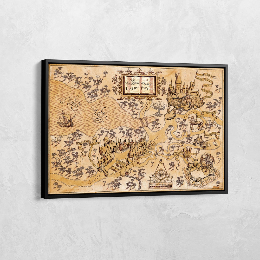 Wizarding World Map Canvas Harry Map Poster Magical World - Etsy Australia