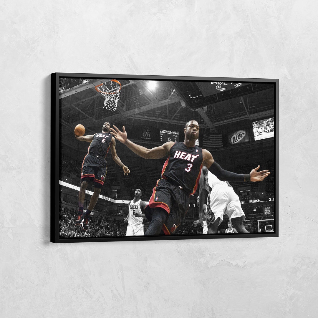 Dwyane Wade & Lebron James Dunk Poster, Basketball Poster, Basketball ...
