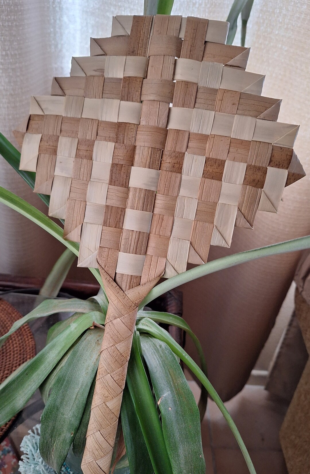 Hawaiian Hand Woven Lauhala Fan MED - Etsy