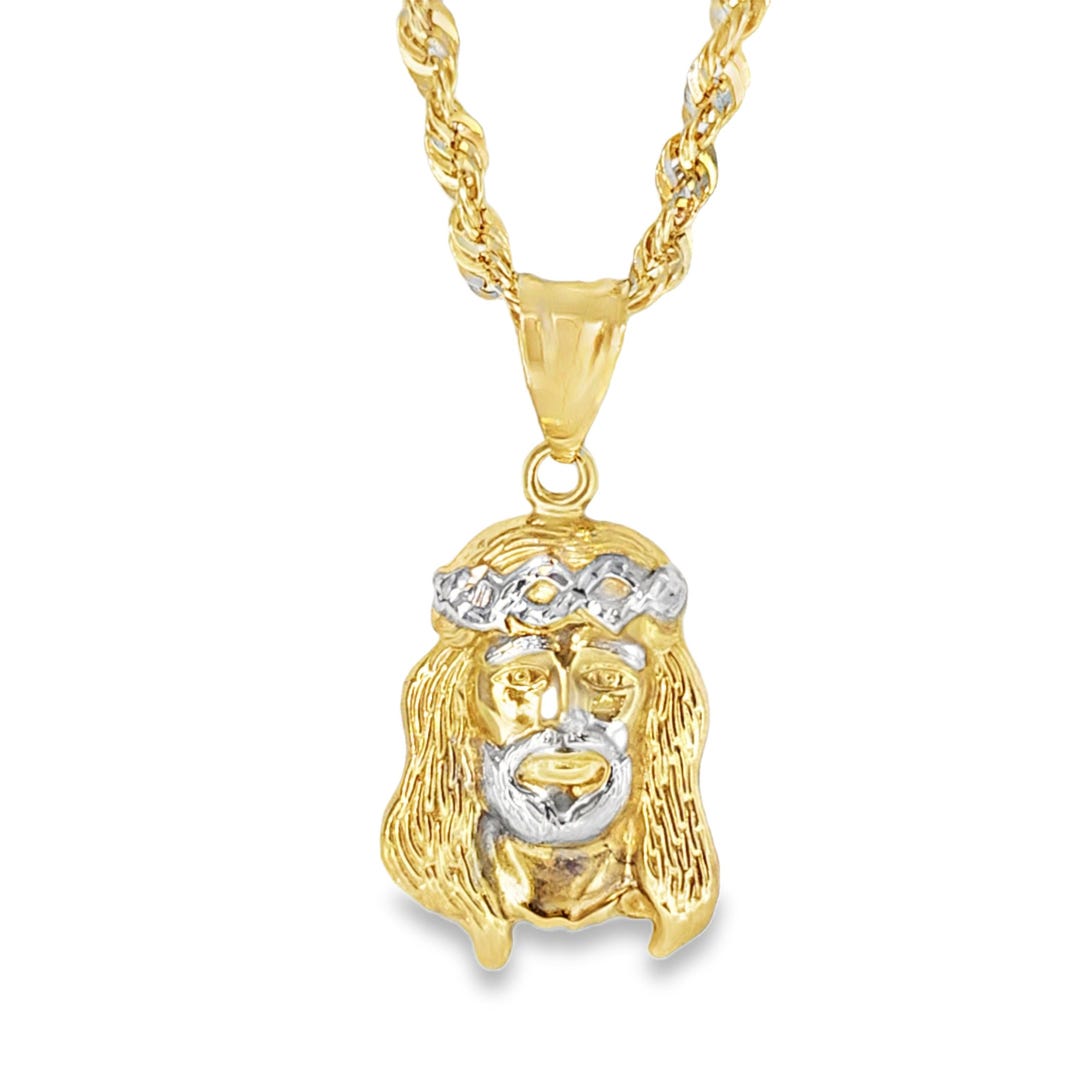 10k Yellow Gold Jesus Pendant Chain Necklace - Etsy
