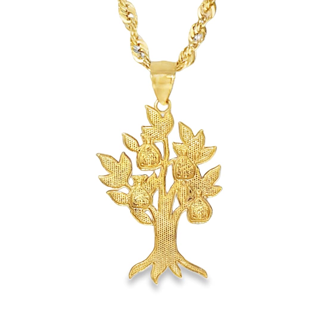 10k Yellow Gold Money Tree Charm Necklace - Etsy