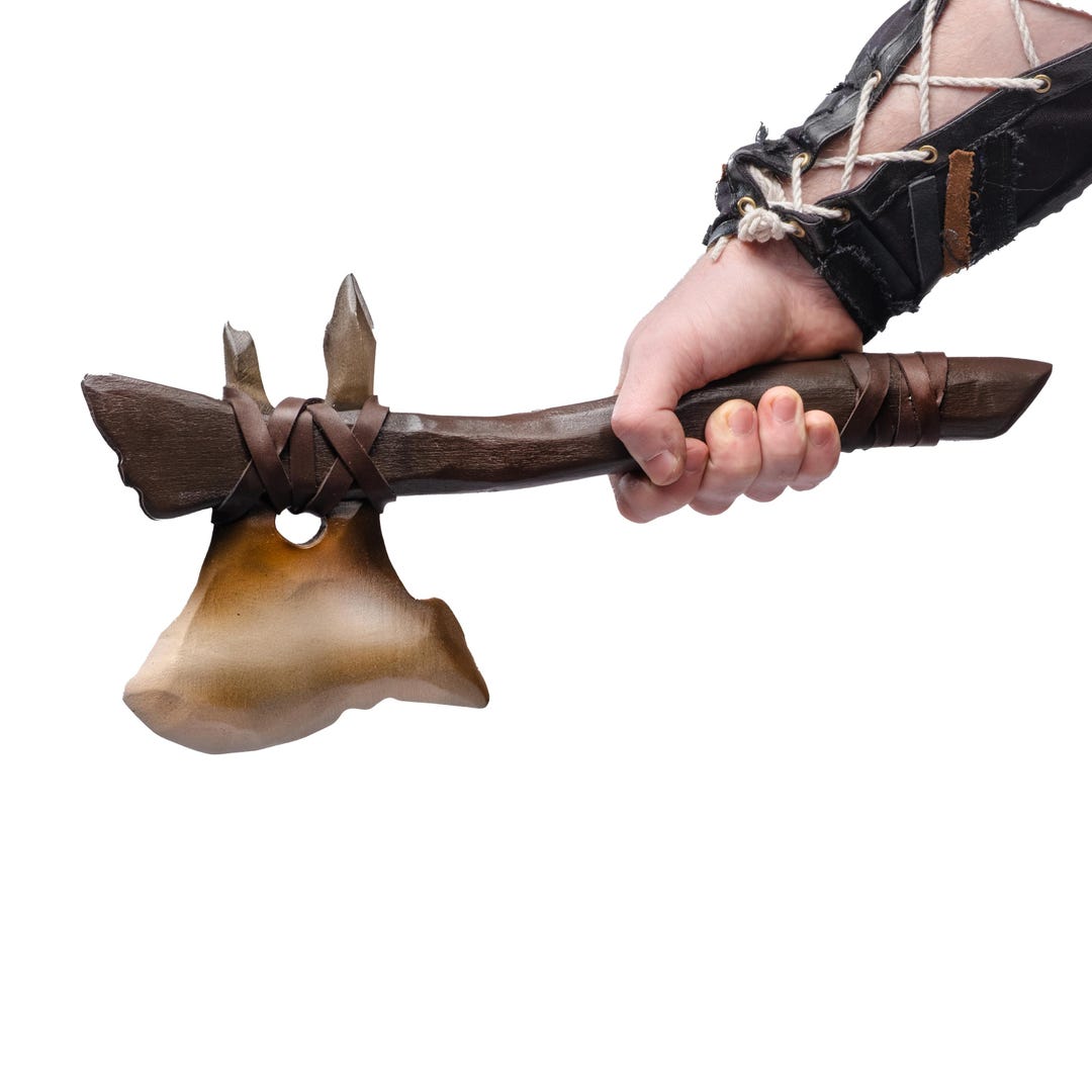Fantasy Bone Axe, Bone Tomahawk – Wooden Weapon for Barbarian or Stone ...