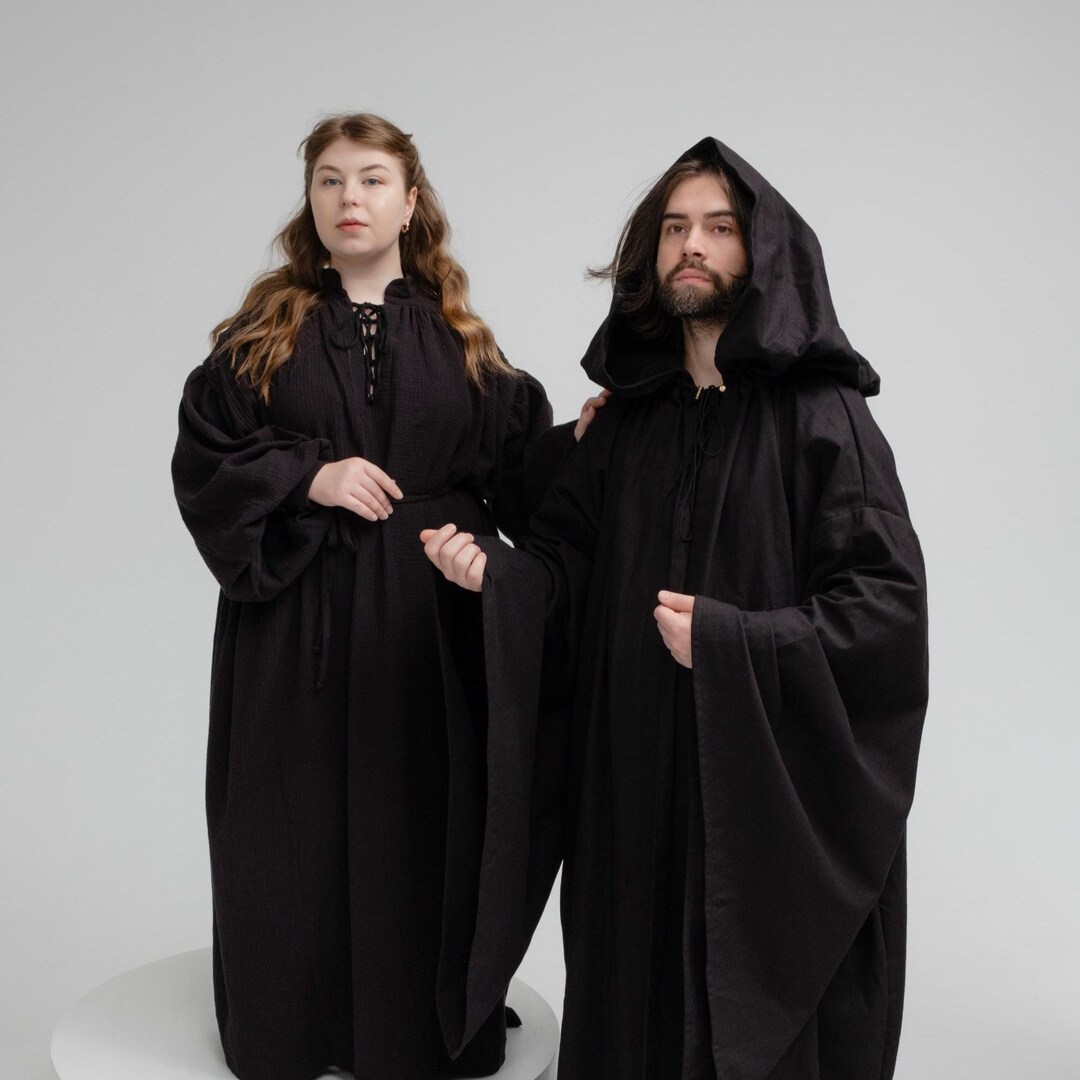 Raven Set – Black Cloak and Tunic, Sorcerer or Warlock Outfit, Gothic ...