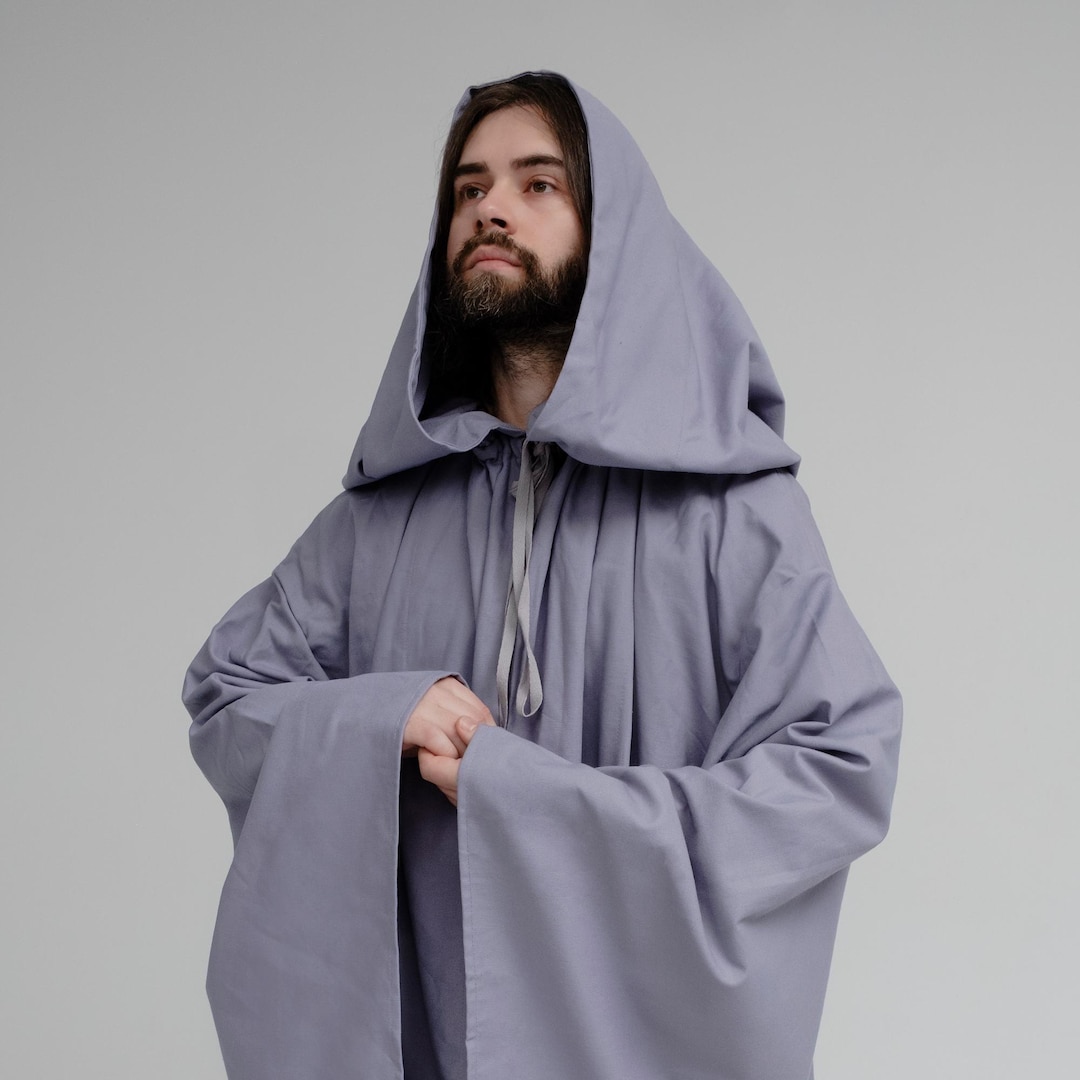 Lavender Cloak – Handmade Gray Lavender Hooded Cape, Fantasy Mantle for ...