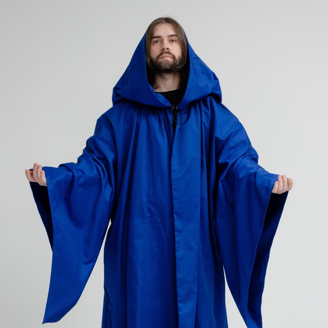 Royal Blue Cloak – Handmade Wizard Hooded Cape, Custom Cloak With ...