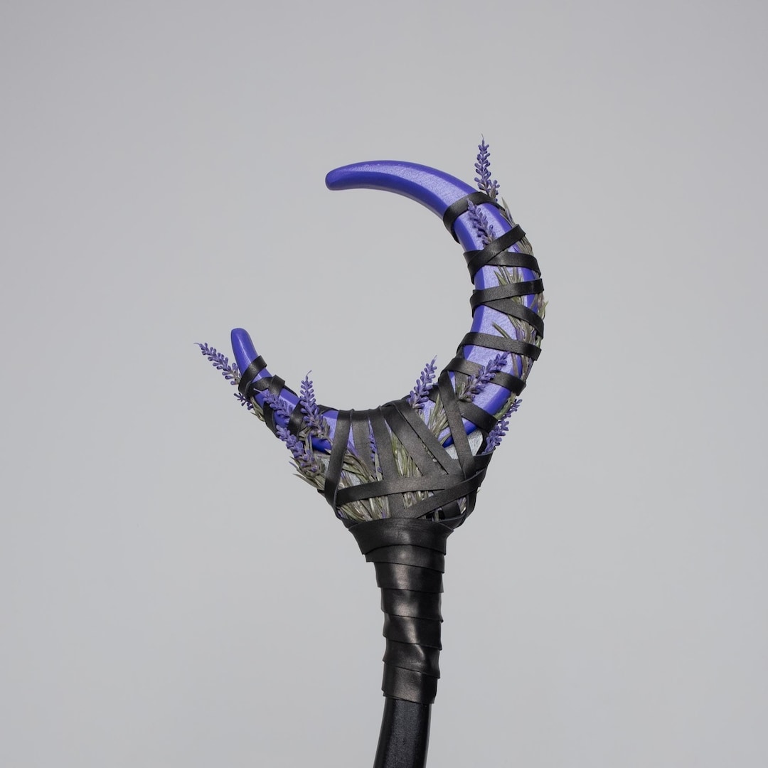 Purple Crescent Moon Staff – Druid Cosplay Wand, Lunar Rod, Witchcraft ...