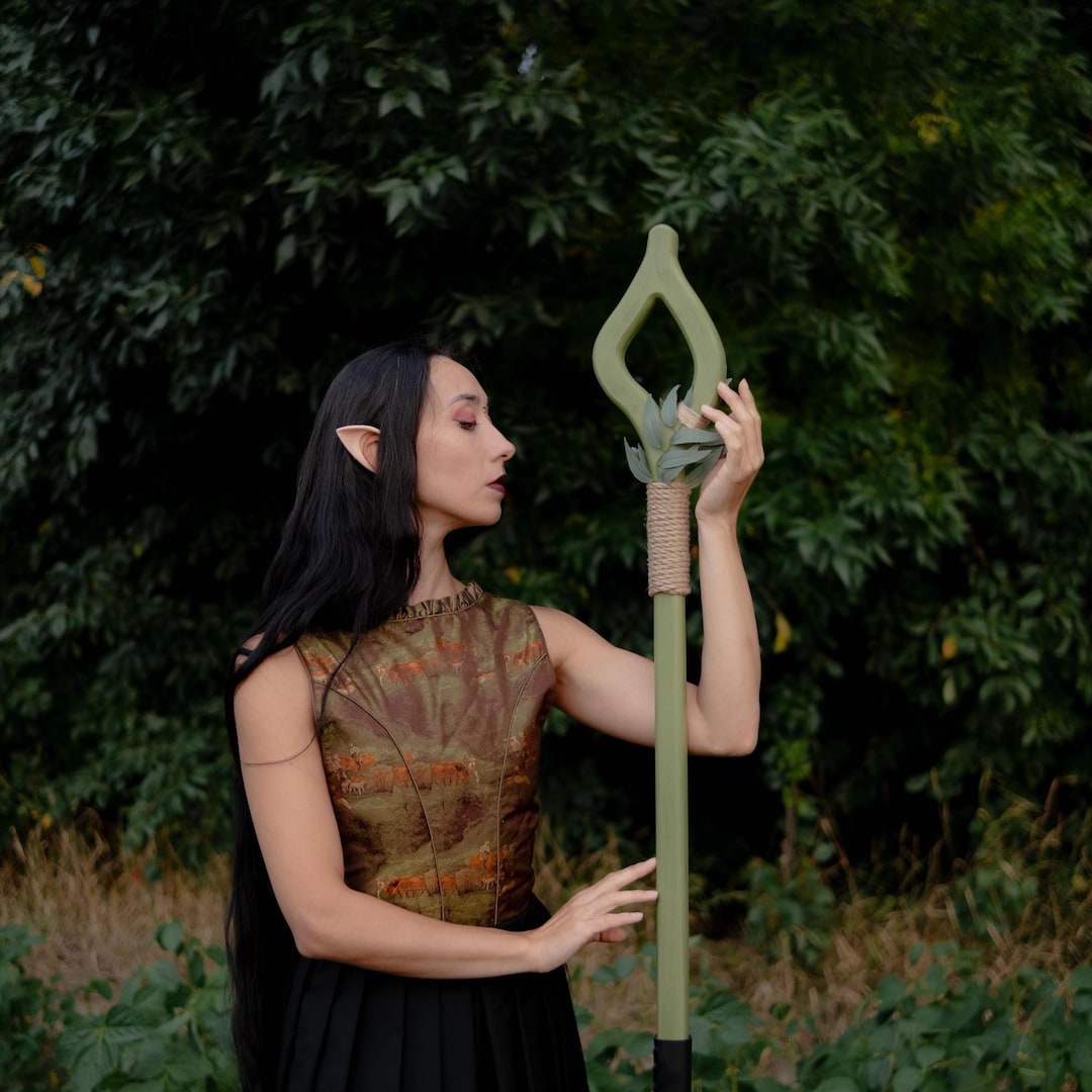 Druid Staff Eye of the Grove – Handmade Wooden Nature Staff With Faux ...