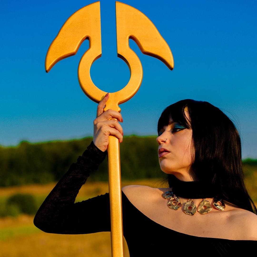 Wings of Protection – the Golden Egyptian Staff, Handmade Horus Wooden ...