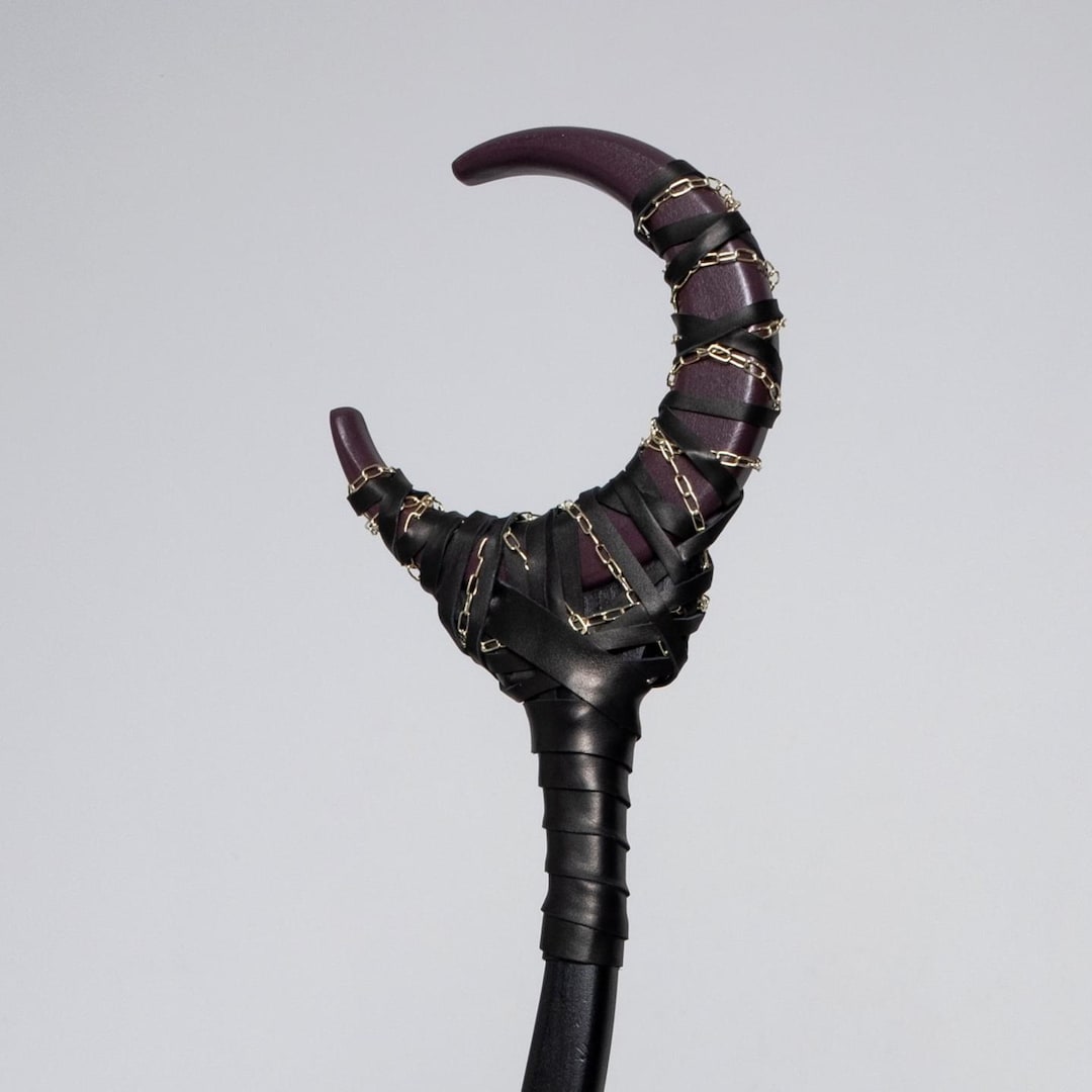 Dark Plum Shadow Moon Staff With Chain – Handcrafted Wizard Prop ...