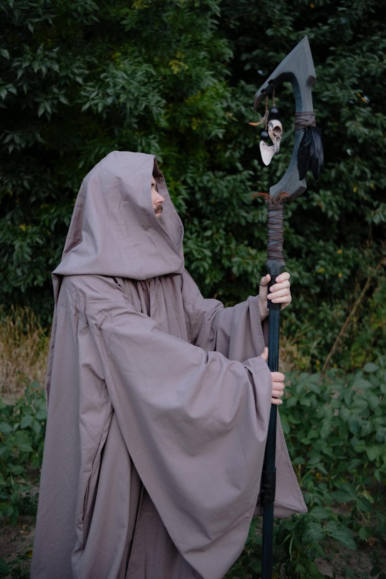 Raven Shaman Staff – Dark Fantasy Cosplay Fantasy Prop With Feathers ...