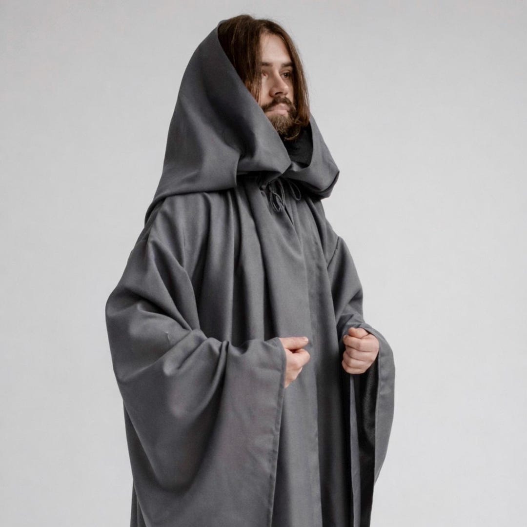 Gray Gabardine Cloak – Medieval Fantasy Mantle in Soft Grey Tones ...