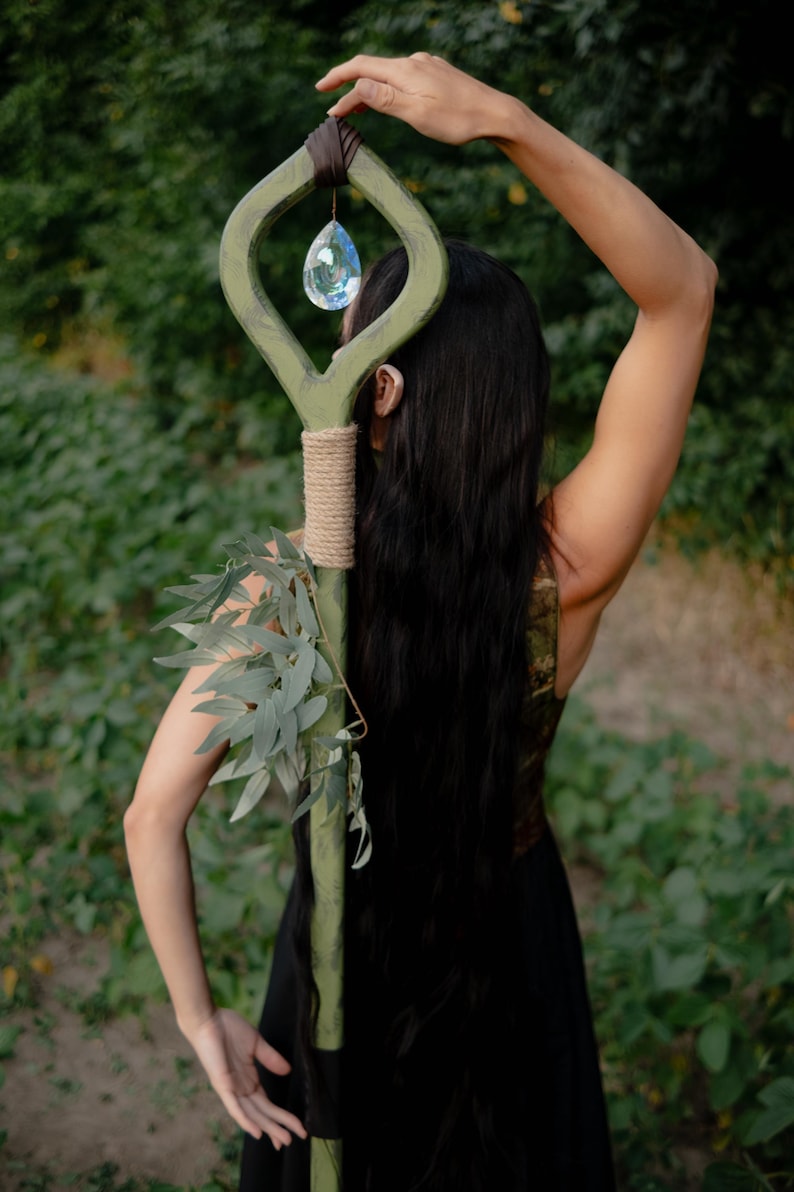 Crystal of the Forest – Handmade Wooden Staff With Glass Crystal ...