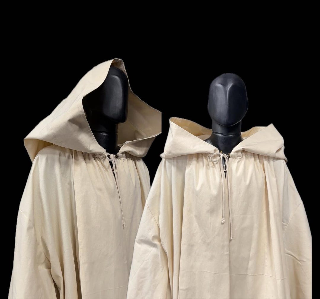Natural Beige Linen Cloak – Buttercream Hooded Cape, Unisex Medieval ...