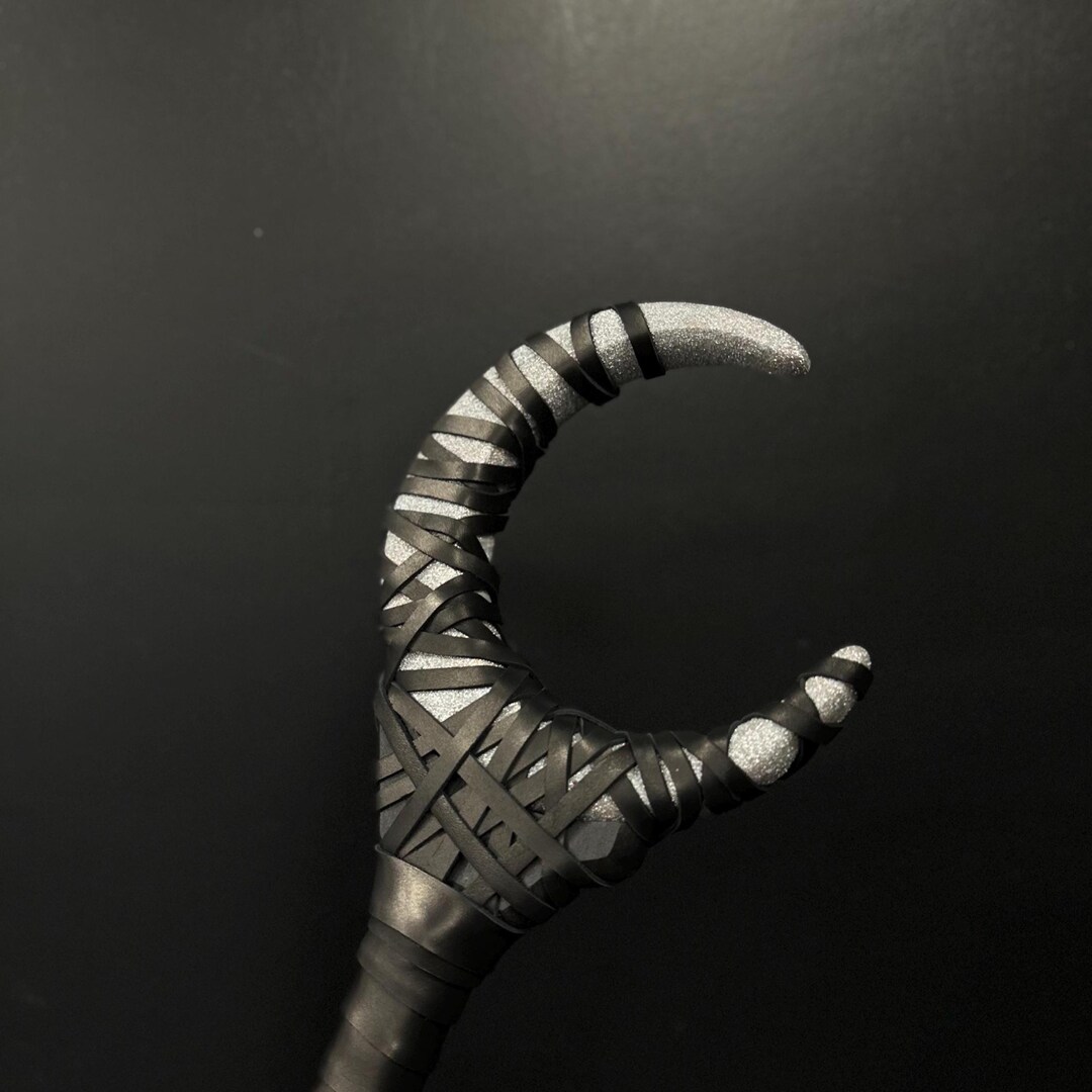 Silver Crescent Moon Staff – Lunar Wizard Wand With Silver Sparkles ...