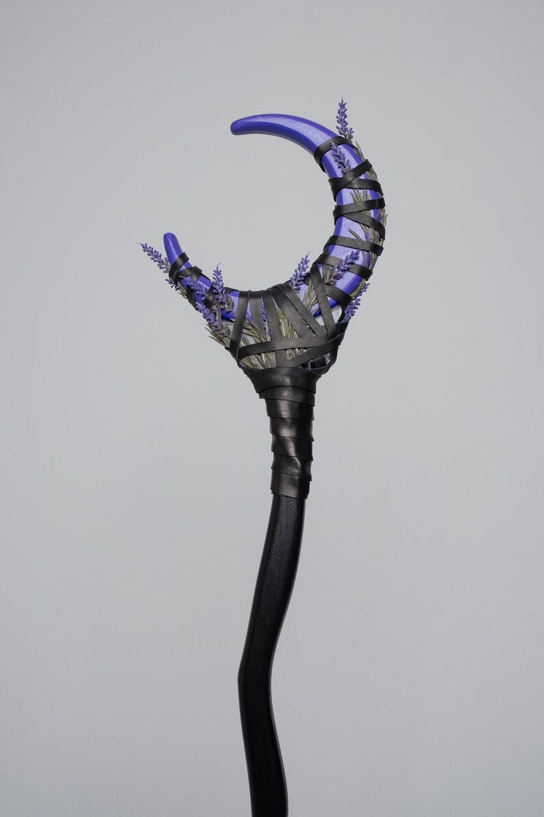 Purple Crescent Moon Staff – Druid Cosplay Wand, Lunar Rod, Witchcraft ...