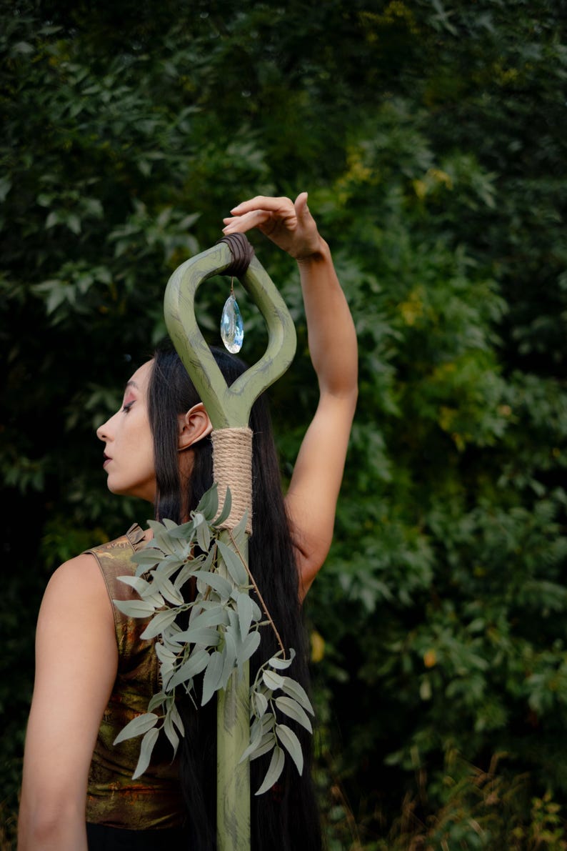 Crystal of the Forest – Handmade Wooden Staff With Glass Crystal ...