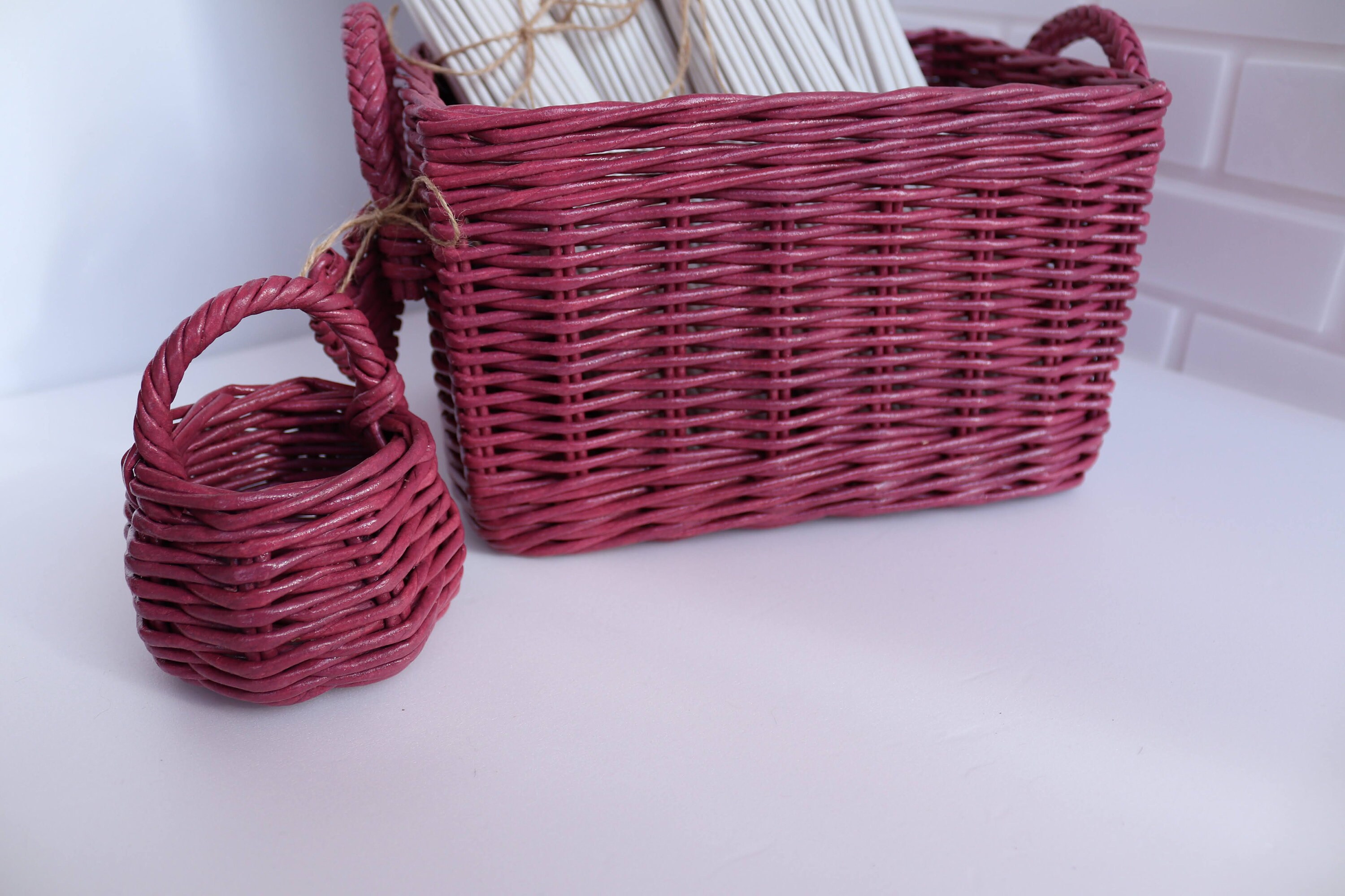 Rectangular Wicker Basket With Handles Eco-friendly Small Wicker Basket ...