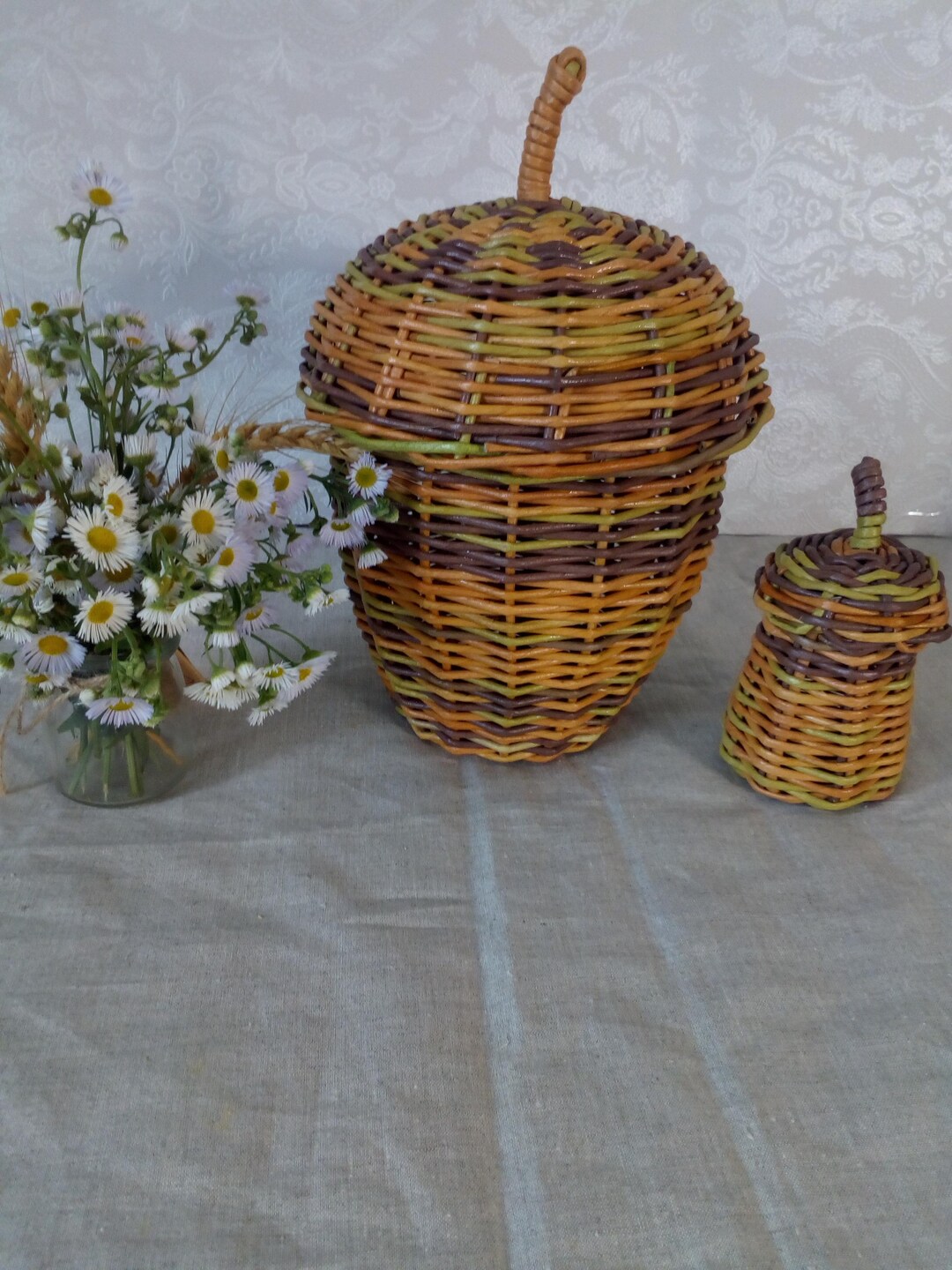Handmade Wicker Acorn Basket: Rustic Kids' Room Storage - Etsy