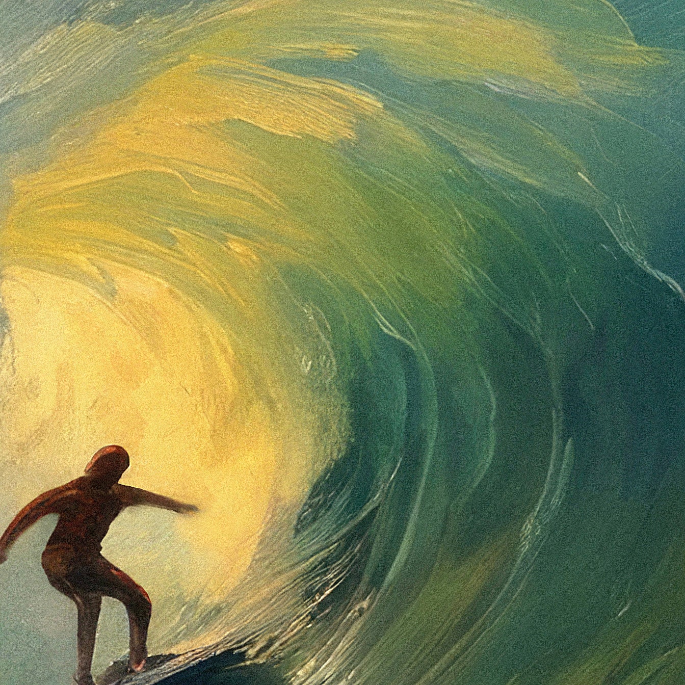 Surfer Wall Art Sunset Scene Barrel Wave Surfing Beach Home Decor ...
