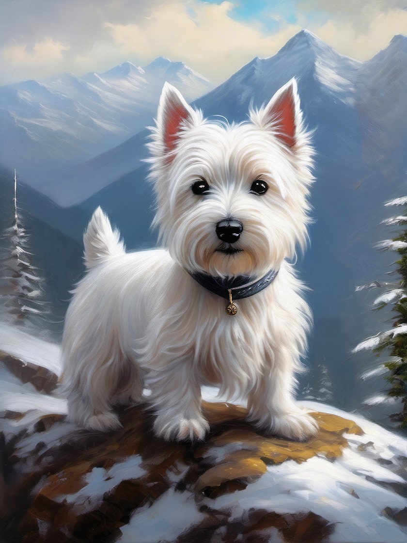 Westie on a Mountain West Highland Terrier Print Dog Wall Art Dog Lover ...