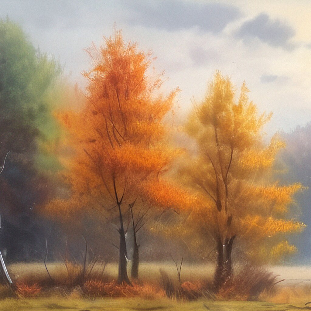 Autumn River Canvas Nature Wall Art Misty Forest Scene Serene Picture ...