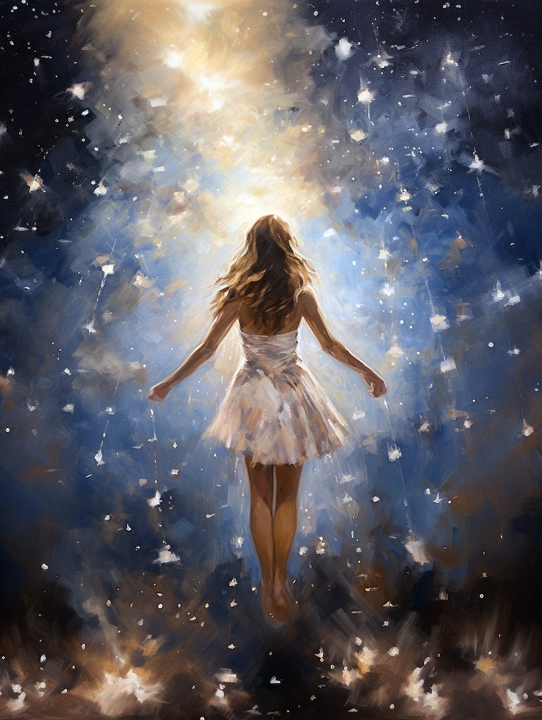 Astral Projection Women in Sky of Stars Figurative Wall Art ...