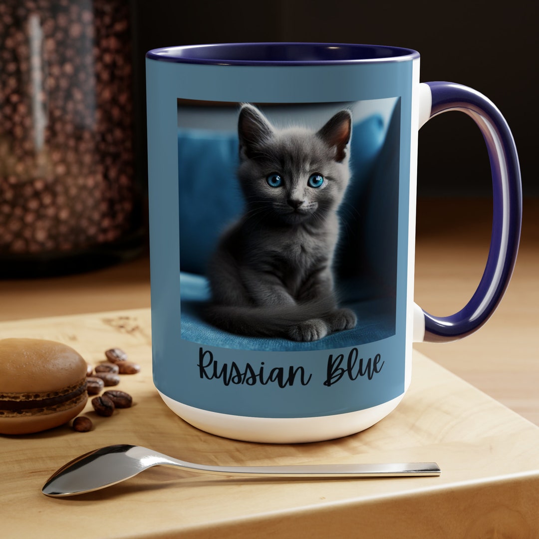 Russian Blue Kitten Breed Two-tone Coffee Mugs, 15oz - Etsy
