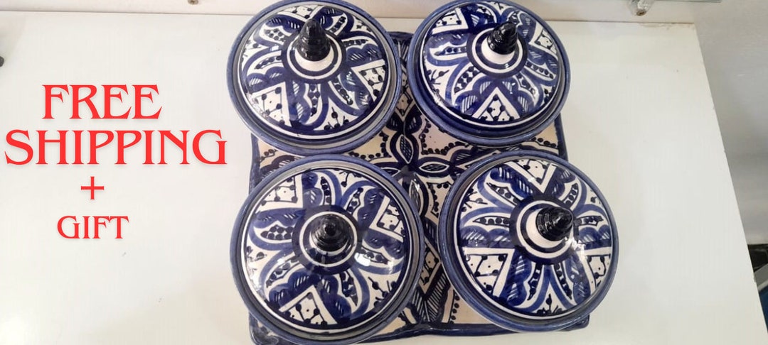 Set of Moroccan Handmade Ceramic Tajine 1 Plat 4 Tajine - Etsy