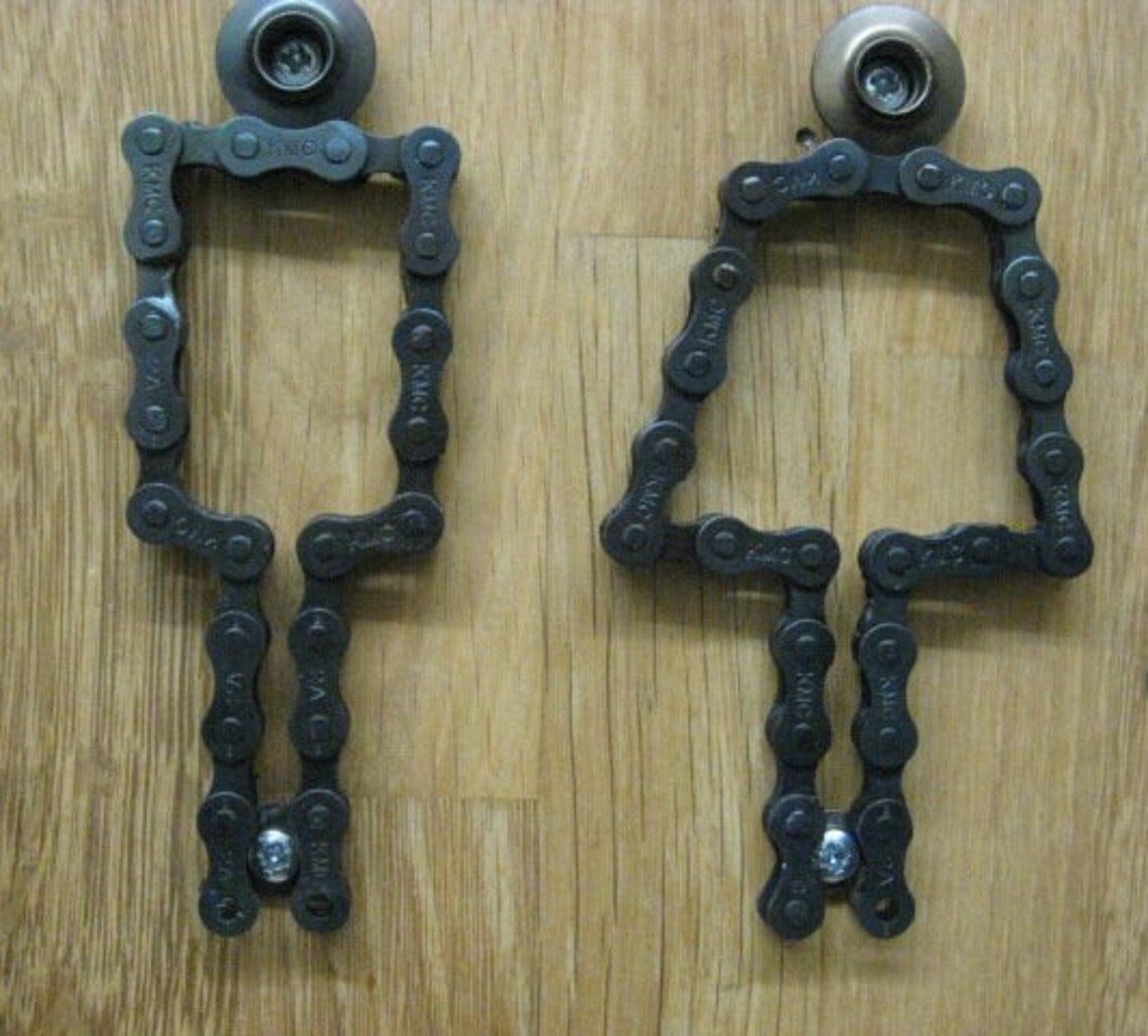 Toilet Door Signs Gents Ladies Disabled Scrap Metal Art Sculpture Hand ...