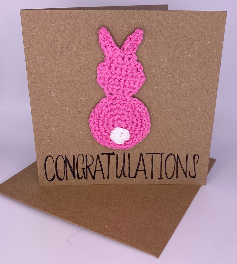 Bunny Congratulations Crochet Birthday Card (blank) - Etsy
