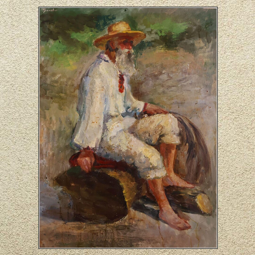 Portrait of the Old Man Original Oil Painting on Canvas by Ukrainian ...