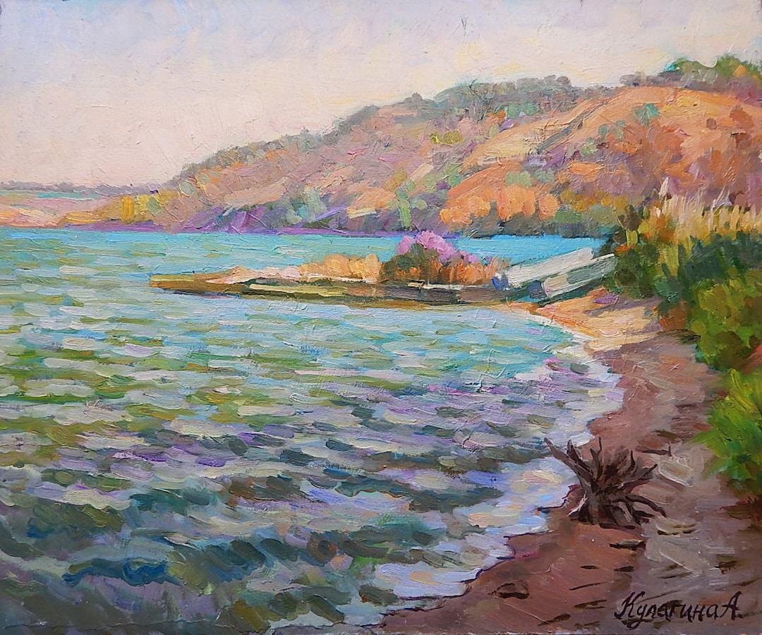 Original Landscape Oil Painting Liman Coast Ukrainian Artist - Etsy