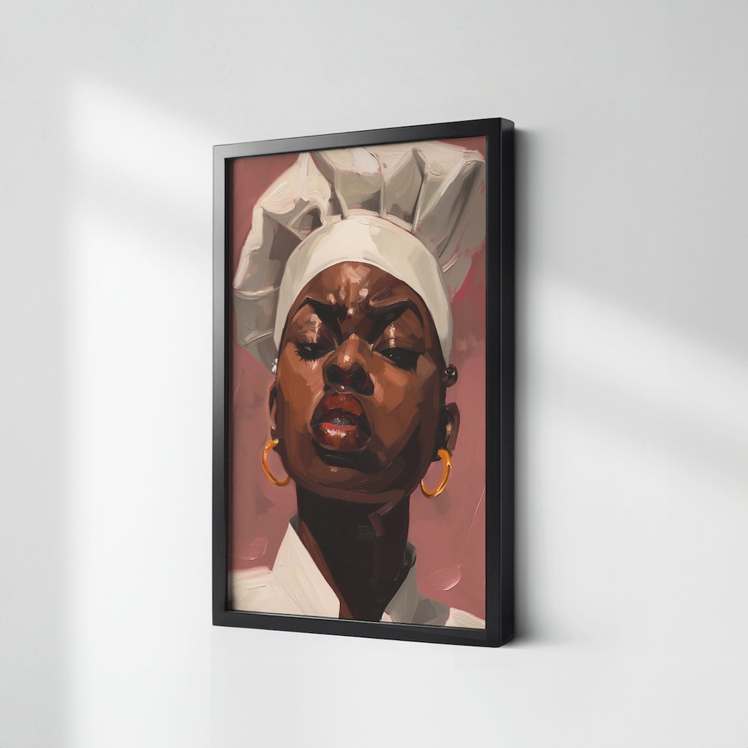 African American Kitchen Wall Art Print, Black Female Chef Art, Vintage ...