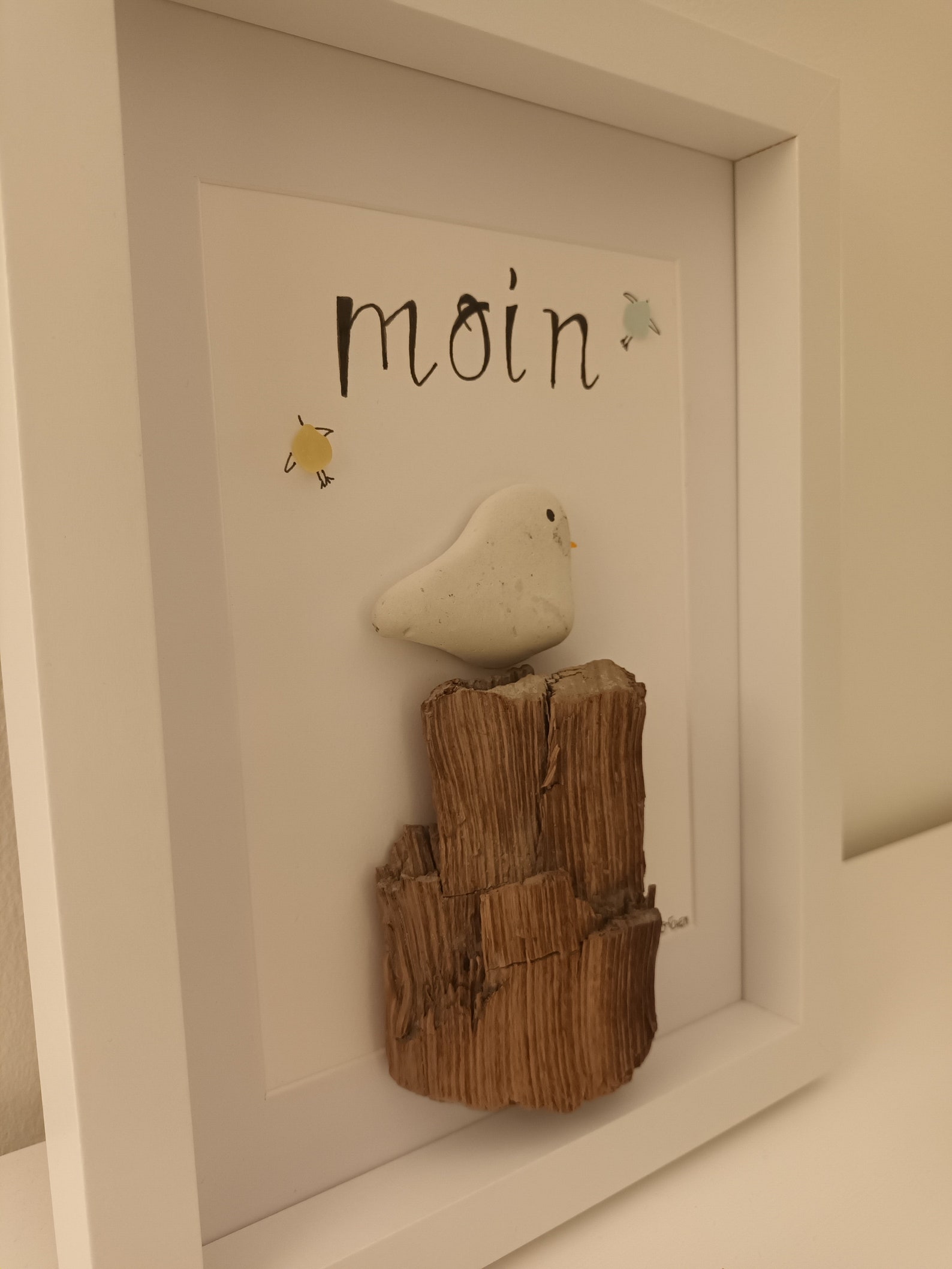 Stone Picture "moin" Seagull on the Beach, Coastal Love, Moin Moin - Etsy