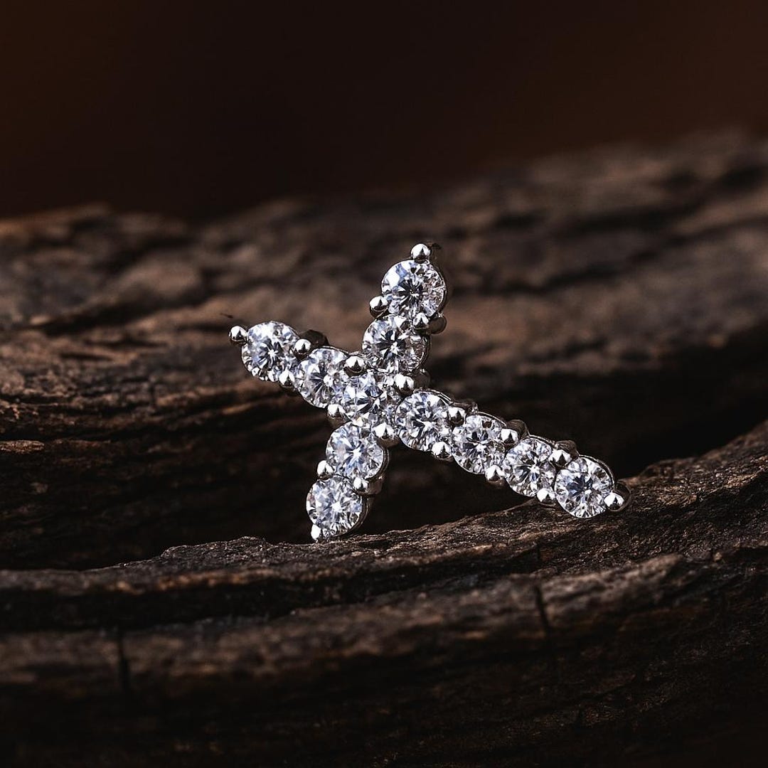 1 Ct VVS Lab Grown Diamond 14k Gold Cross Shape Pendant | Gift for Her ...