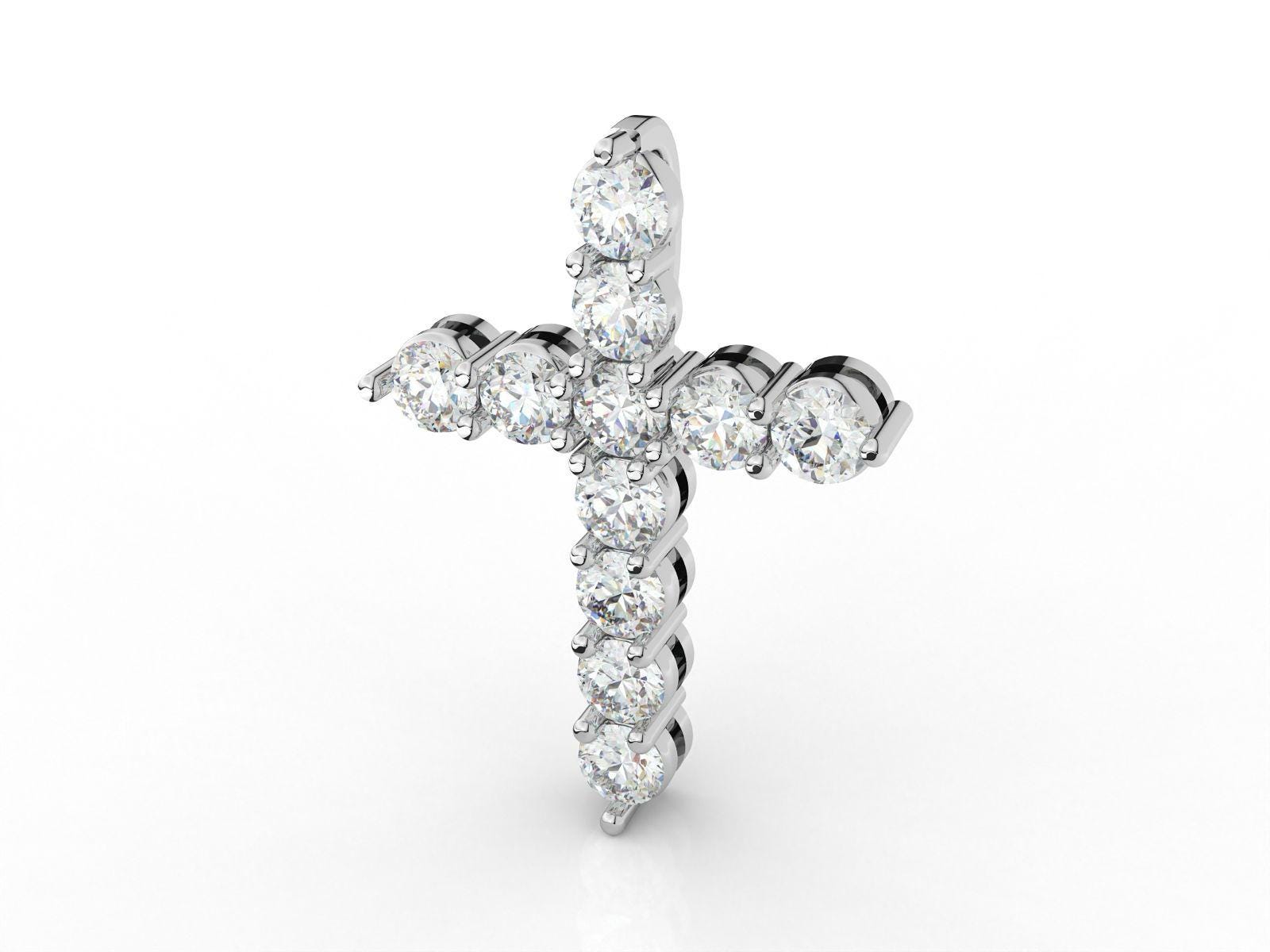 4 Ct VVS Lab Grown Diamond Cross Shape Pendant With 14k White / Yellow ...