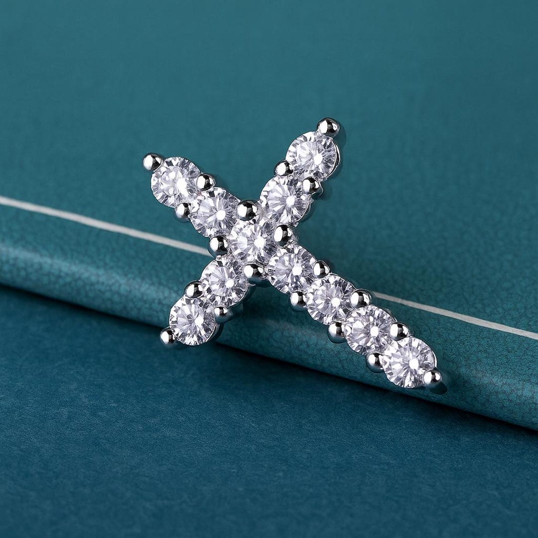 4 Ct VVS Lab Grown Diamond Cross Shape Pendant With 14k White / Yellow ...