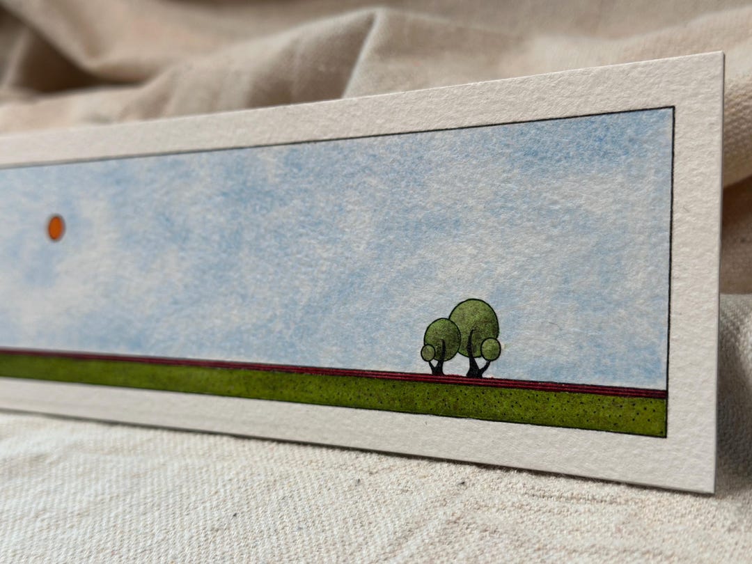 Small Original Landscape Watercolor, Minimalist Panoramic Art, Tiny ...