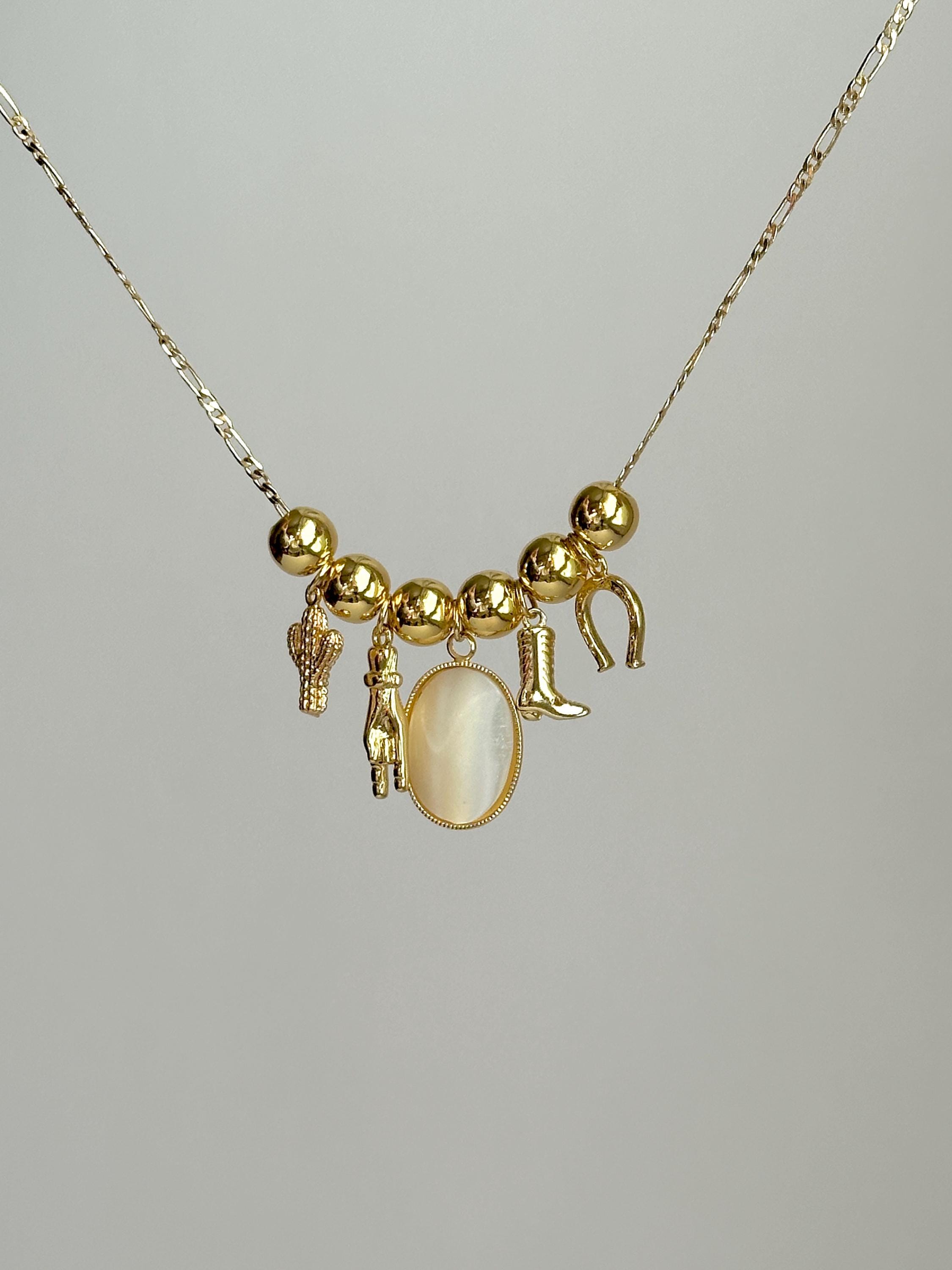 Jodi Necklace - Western Charm Necklace With Cowgirl Motif, 18k Gold ...