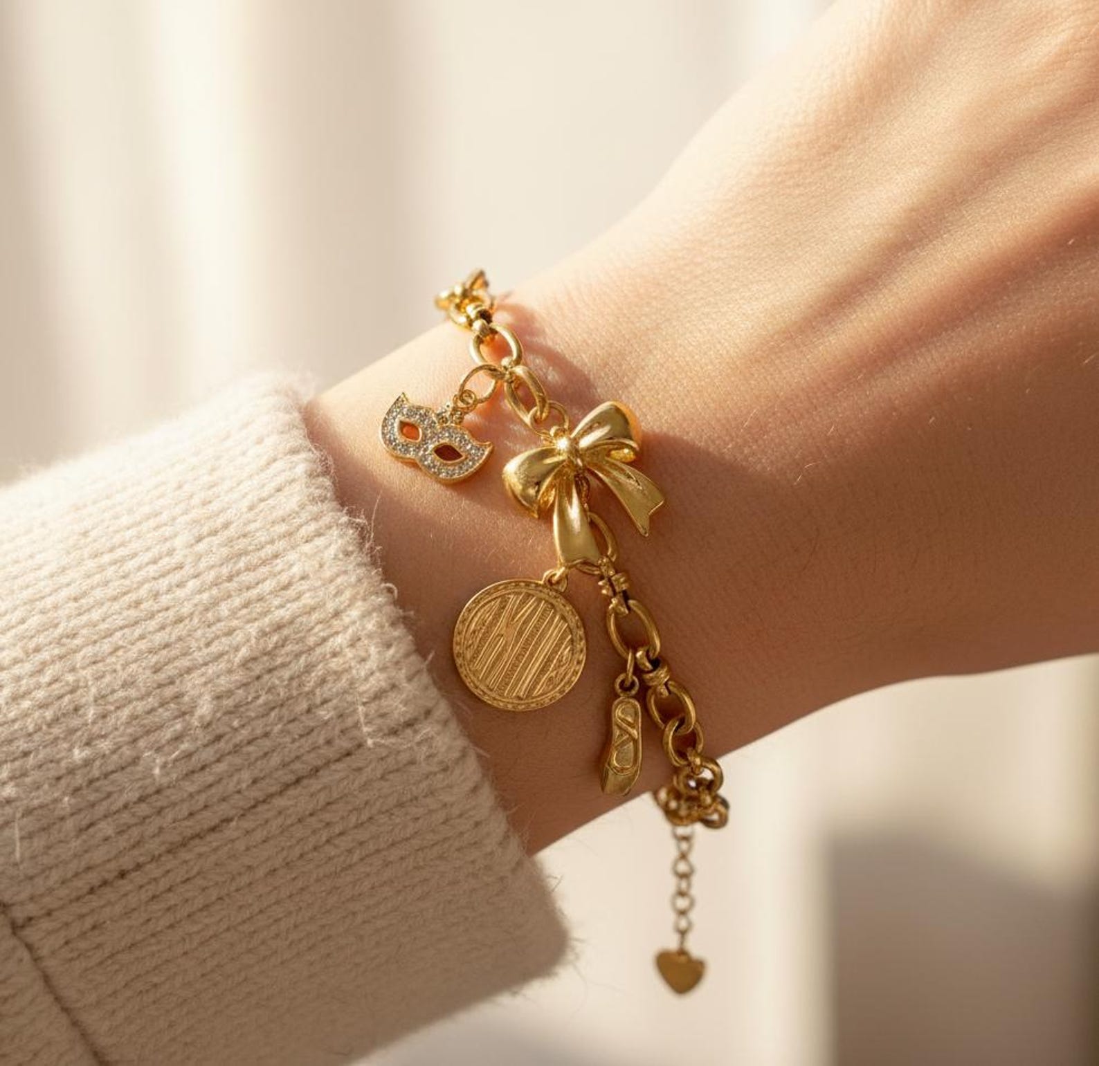 Custom Charm Bracelet – 18K Gold Plated | Choose 1 to 10 Charms & Chain ...